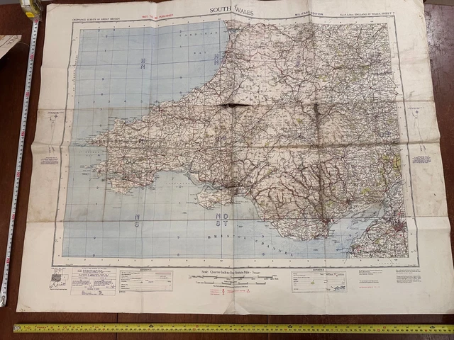 ORIGINAL WW2 BRITISH Army RAF Navy Base Map of South Wales - Cardiff ...