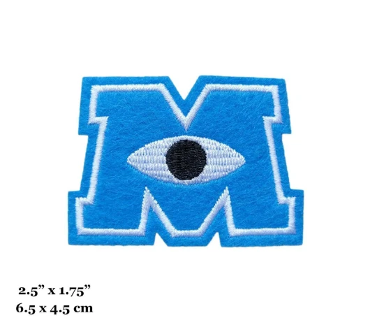 MONSTERS INC CARTOON Movie M Eye Logo Symbol Blue Embroidered Iron On ...