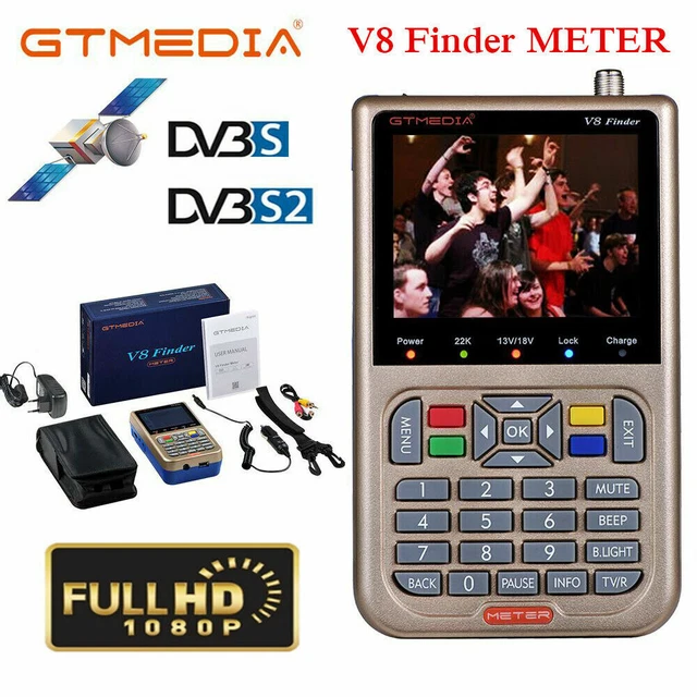 GTMEDIA V8 DÉTECTEUR de satellite compteur DVB-S2/S2X 3,5'' LCD signal numérique détecteur ...