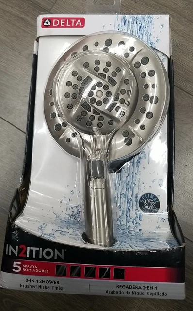 Delta In2ition 5 Spray Patterns Wall Mount Dual Shower Heads Brushed