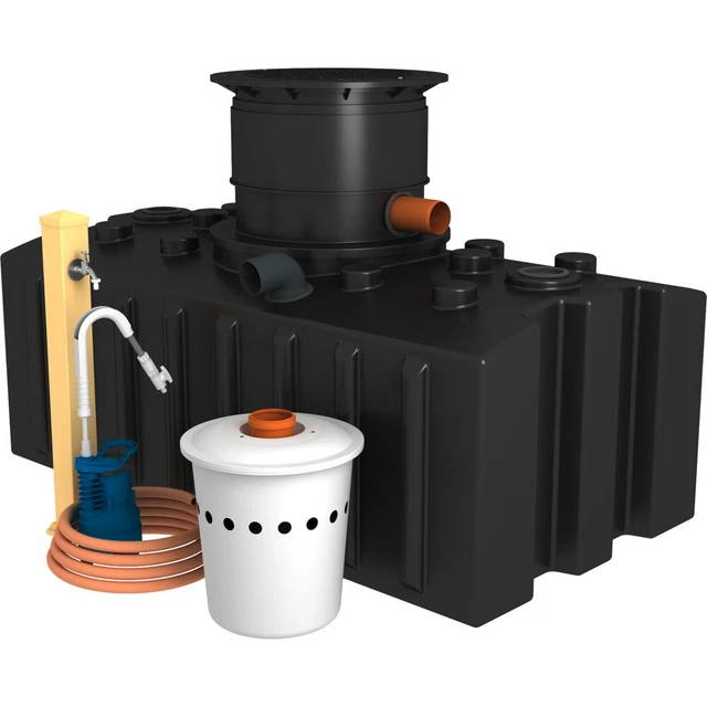 REGENWASSERTANK 2000 LITER Flachtank Komplett-Set Erdtank Zisterne ...