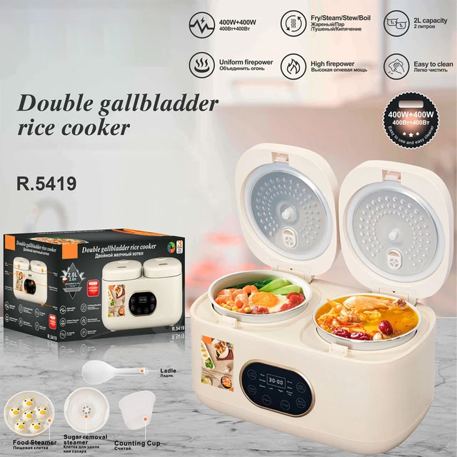 (220V)DOUBLE SLOW COOKER Rice Cooker Pop Up Lid Timer Function ...