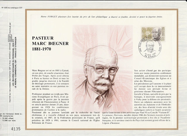 FEUILLET CEF pasteur Marc Boegner 88 Epinal 1981 EUR 2,90 - PicClick FR