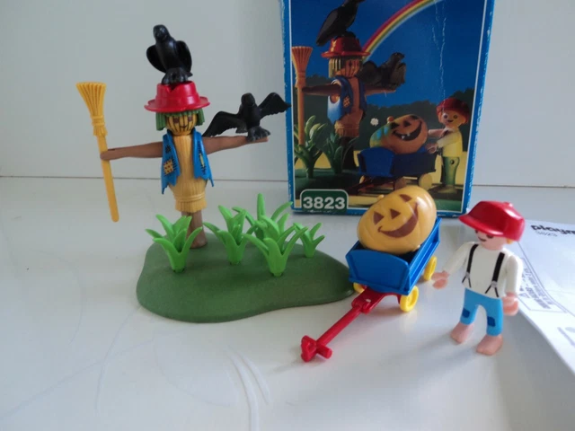 PLAYMOBIL VINTAGE ENFANT et épouvantail corbeaux citrouille 3823 de ...