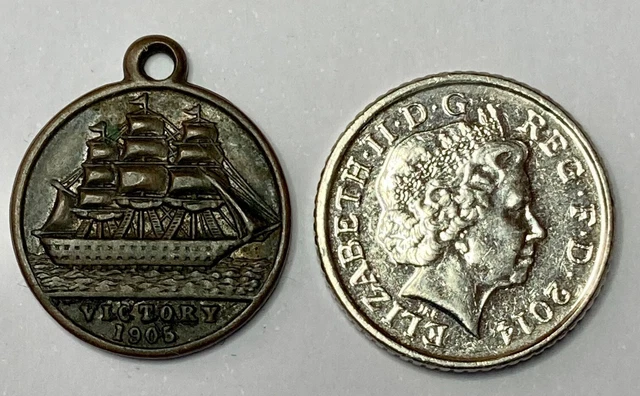 HMS VICTORY 1905 medaglione di rame BFSS NELSON TRAFALGAR CENTENARIO ...