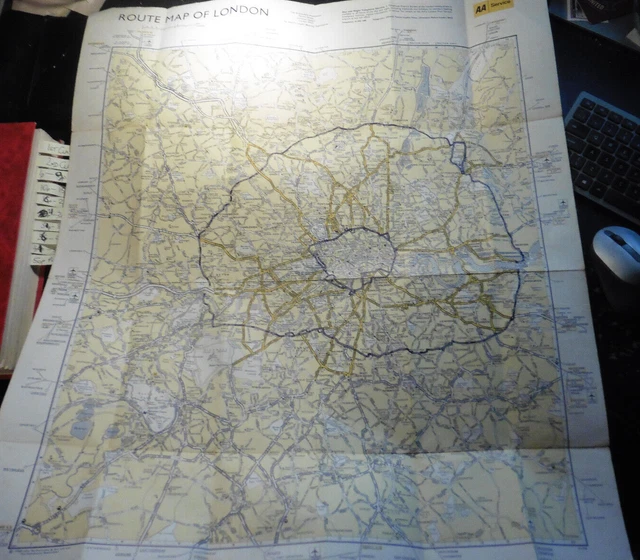 1968 AA ROUTE Map Of London Large Fold Out +Central London HR75 January ...