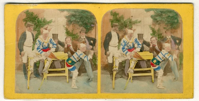 PHOTO STÉRÉO ALBUMINÉ Clown Cirque Scène de Genre 1880/90 EUR 15,00 - PicClick FR