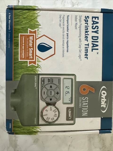 NEW ORBIT 6 Station Sprinkler Control Center Easy Dial Lawn Program ...