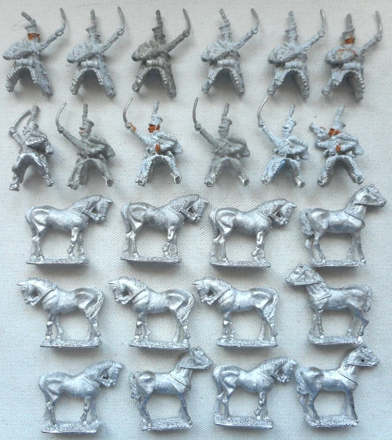 TWELVE 28MM NAPOLEONIC French Hussars Cavalry. Elite Miniatures metal ...