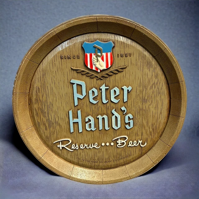 VINTAGE 1950S PETER Hand's Reserve Beer Chalkware Barrel Advertising ...