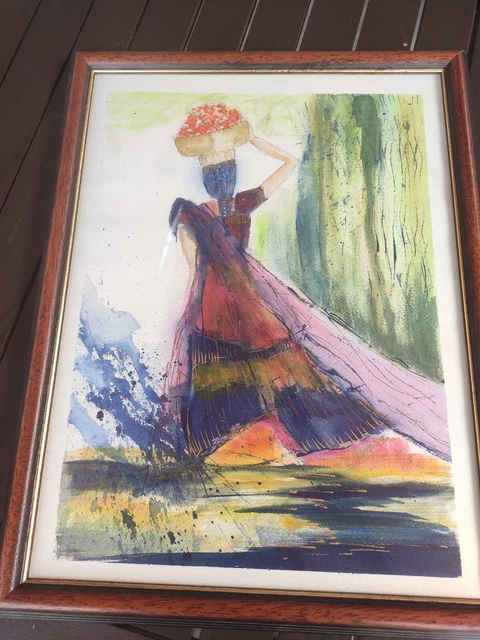 ANCIEN TABLEAU HUILE aquarelle signé NONNA personnage Marie-France Zawierta EUR 27,00 - PicClick FR