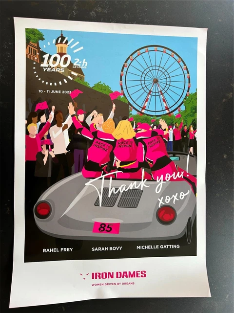RARO POSTER CELEBRATIVO Iron Dame Le Mans 2023 100 anni 18x26 gatting ...