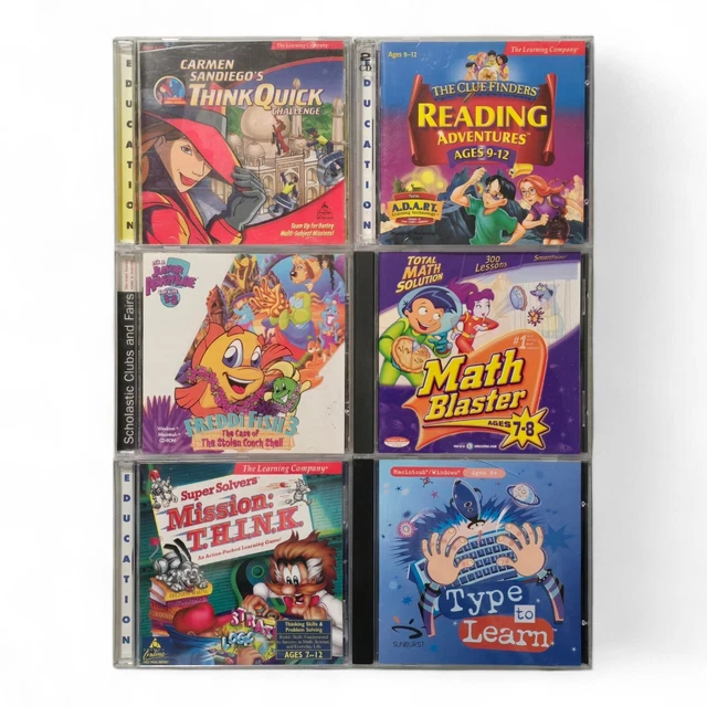 6-GAME LOT PC CD-ROM for Windows 95+ EDUCATIONAL/CLASS VINTAGE SET, ALL ...