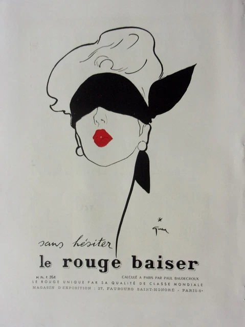 OLD ADVERTISING RED a lev le rouge kiss signed GRUAU YEAR 1951 A 4954 £ ...