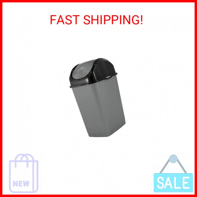 SUPERIO SMALL 2.5 Gallon Plastic Trash Can with Swing Top Lid, Compact ...