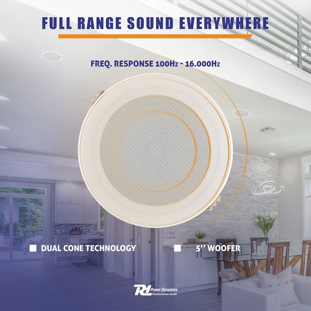 KITCHEN AND BATHROOM Bluetooth Ceiling Speaker Set - MSLP50 & E50 Wall ...