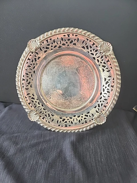 SHEFFIELD REPRODUCTION TRAY Dish Silver Plate on Copper #1730 Trinket ...