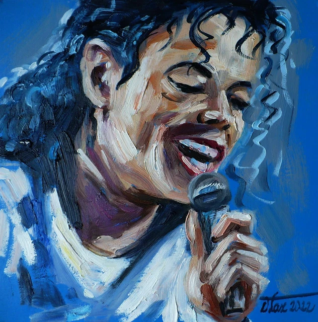MICHAEL JACKSON SINGER Music Oil Painting Impressionist Dorothy Laz COA ...