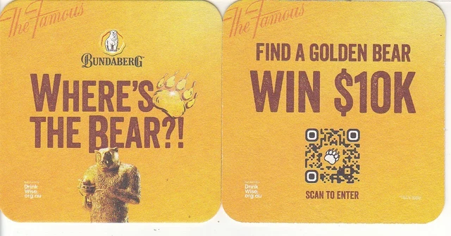 BUNDABERG RUM - Where's the Bear Australian issued square Coaster ...