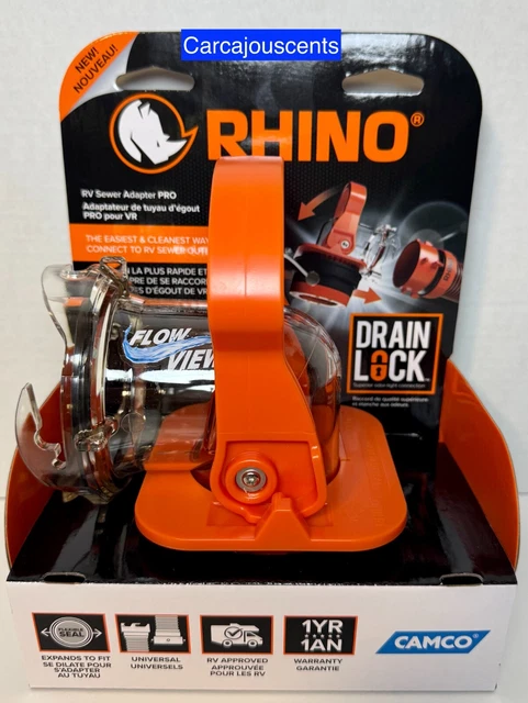 CAMCO RHINO RV Sewer Hose Elbow with Drain Lock Adapter Brand New $102. ...
