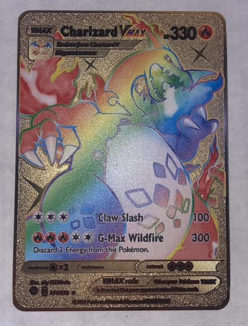 POKEMON CARTA CHARIZARD Metallo Oro VMAX HP 330 Arcobaleno 074/073 EUR ...
