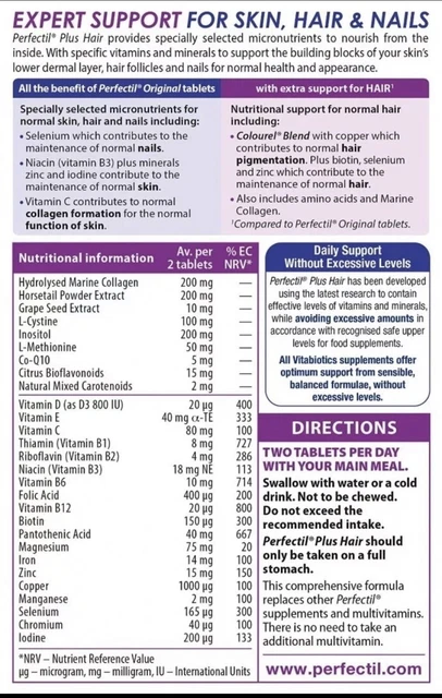 PERFECTIL HAIR EXTRA Support 60 Tablets Advanced Nutrition For Hair ...