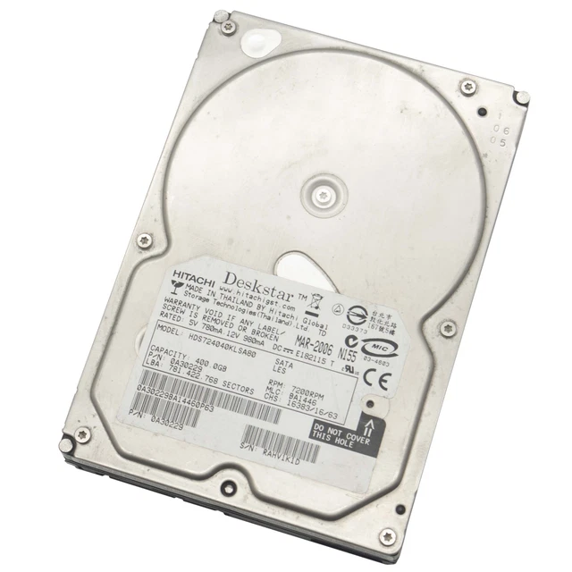 HDD HARD DISK Disco Rigido 400gb 3,5" Sata Hitachi Computer Fisso ...