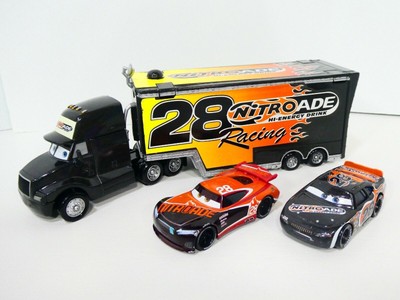 DISNEY PIXAR CARS Nitroade #28 Hauler Transporter Truck Crew Lot £8.16 ...