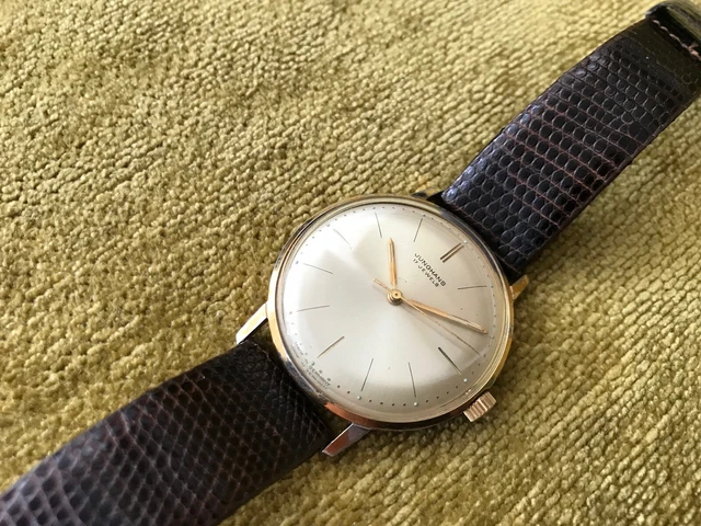 JUNGHANS HAU MECH. 1962 elevator possibly 'Max Bill'? Genuine Lizard ...