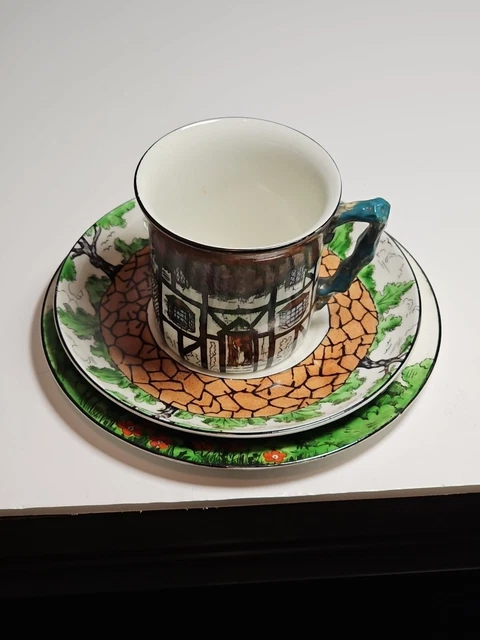 VINTAGE JOHN MADDOCK & Sons Rustic Cottage Ware thatch house tea set ...