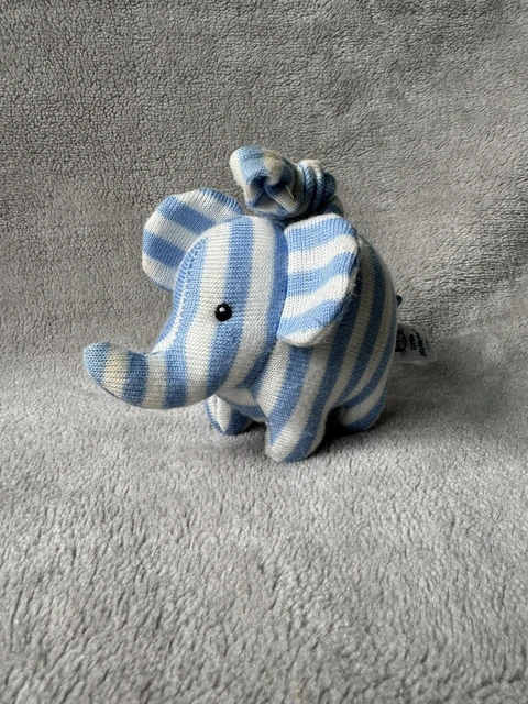LITTLE JELLYCAT BLUE White Striped Elliott Jitter Elephant Pram Soft ...