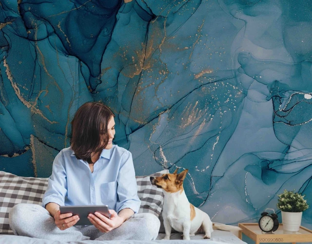 3D BLUE MARBLE Texture Wallpaper Wall Mural Removable Self-adhesive 151 ...