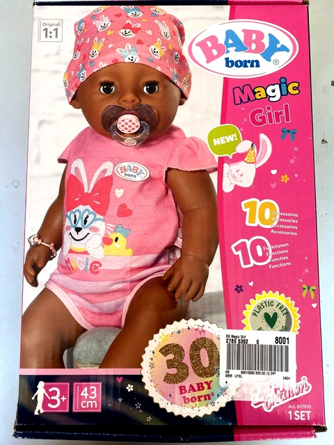 BABY BORN BABYPUPPE Magic Girl Brown Eyes, 43 cm (Set, 12-tlg) EUR 39 ...