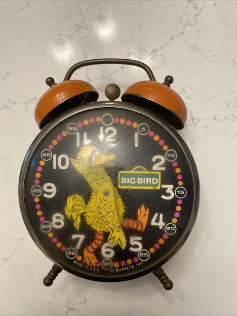 VINTAGE BRADLEY MUPPET, Inc Sesame Street Big Bird Wind Up Alarm Clock ...