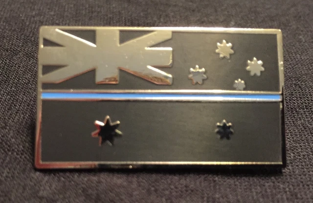 POLICE FLAG PIN, Thin Blue Line, Australia, TBL, Law Enforcement, Black ...