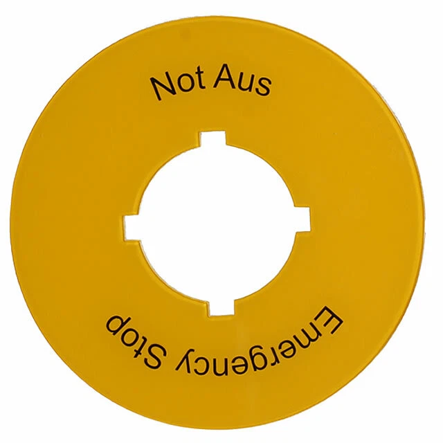 PLASTIC SIGN EMERGENCY stop / emergency stop, yellow, 1 mm thick, D=60 ...