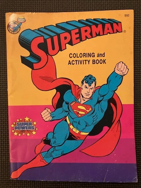 VINTAGE SUPERMAN SUPER Powers Coloring and Activity Book 1987 RARE $7. ...
