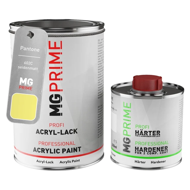 PANTONE 602C YELLOW seidenmatt Acryl Lack 1,5 Liter 1500 ml Dose inkl ...