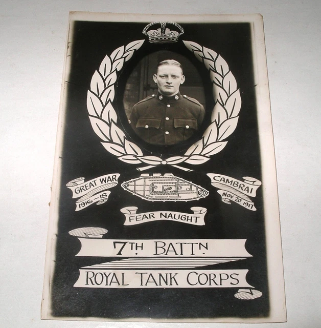 WW1 7TH BATTALION RTC Royal Tank Corps PHOTO RP MILITARY POSTCARD £20. ...