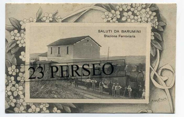 SALUTI DA BARUMINI Stazione Ferroviaria Animata Anni '20 Di Bertiglia ...