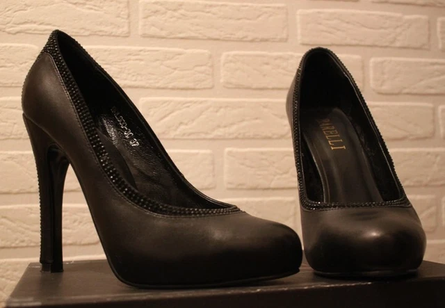 BARELLI BLACK GENUINE leather hidden platform heels size 4 / EU 37 £25. ...
