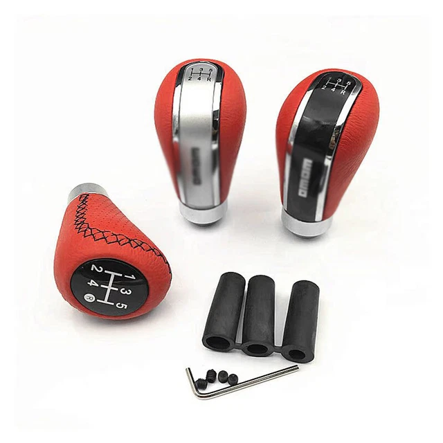 RED LEATHER CAR Manual Stick Gear Shift Knob Head Gear Lever Universal ...