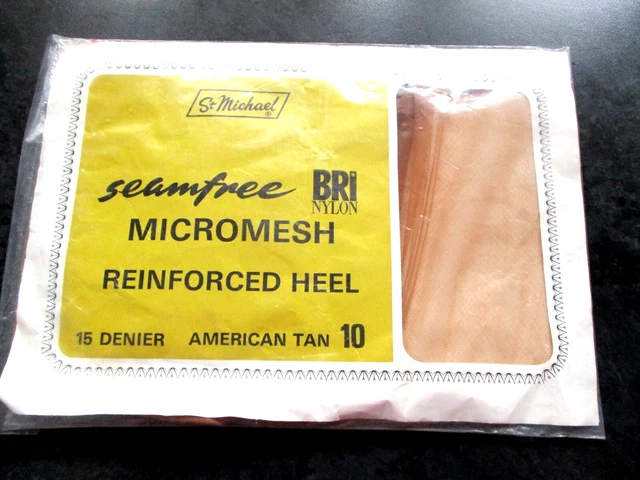 VINTAGE ST MICHAEL Seamfree Bri Nylon Stockings 1950s - 10 American Tan ...