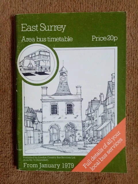 LONDON COUNTRY BUSES 1979 Bus Timetable, Map & Guide - East Surrey Area ...