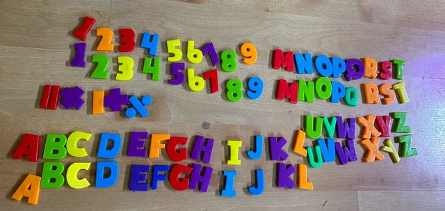 VINTAGE MAGNETIC FRIDGE Alphabet Letters Numbers 2 Complete Sets VTG ...