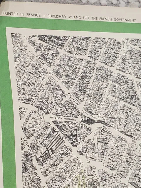 ORIGINAL 1954 POSTER - Paris City Center Map View Taken From Air ...