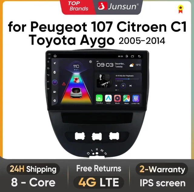 AUTORADIO BLUETOOTH POUR Peugeot 107 Citroen C1 Toyota Aygo 2005-2014 ...