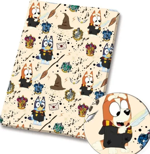 BLUEY BINGO HARRY Potter character wizard Cotton Fabric Half Yard (18 ...