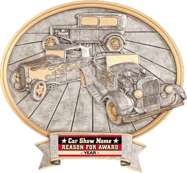 CAR SHOW TROPHY Hot Rod Award Trophy Resin Plaque Free Lettering P ...