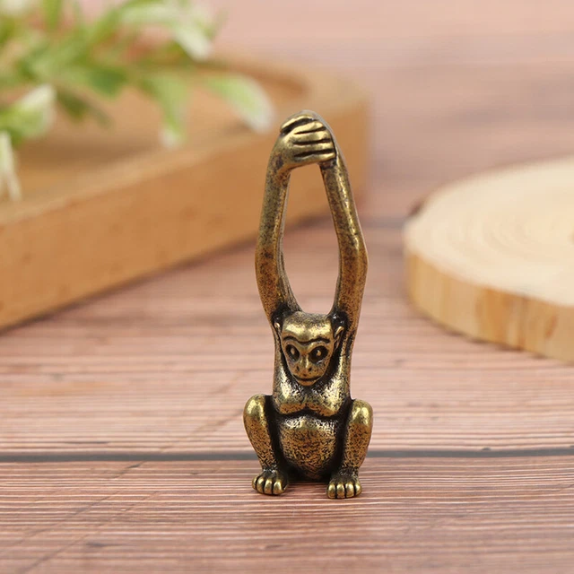 VINTAGE COPPER LONG Arm Monkey Figurines Miniatures Desktop Decoration ...